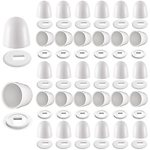 Blulu 32 Pieces Universal Toilet Bolt Caps Plastic Round Push On Toilet Bowl Caps Covers Toilet Seat Floor Caps with Extra Washers for Toilet Bowl Screws, 1.45 Inch Height