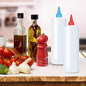 LAOJU Condiment Squeeze Bottles Plastic Squeeze Bottle with Cap 3Pack 16 Oz Sauce Container Empty Squirt Bottle for Ketchup, Sauces, Dressing, Cookies Decorating and Paint