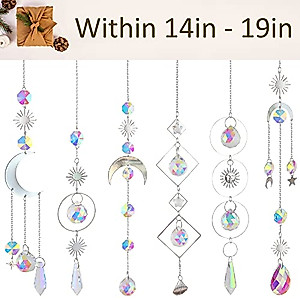 6Pieces Crystal Suncatchers for Window Hanging Sun Catcher with Chain Rainbow Maker Crystal Prisms Decor for Home Garden Party Wedding Ornament Gift Mother Daughter