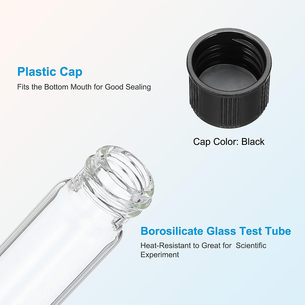 PATIKIL 30ml Test Tubes, 12pcs 5.91x0.79in Glass Clear Round Bottom Test Tube Containers with Plastic Cap for Bead Party Candy Bath Salt Storage Scientific Experiment Plant Propagation