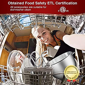 KUCCU Stand Mixer, 6.5 Qt 660W, 6-Speed Tilt-Head Food Dough Mixer, Kitchen Electric Mixer with Stainless Steel Bowl,Dough Hook,Whisk, Beater, Egg white separator (6.5-QT, Red)