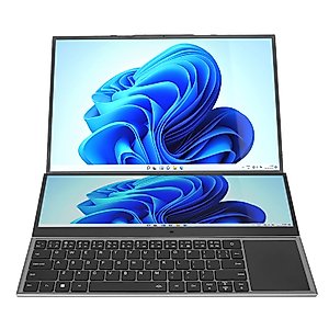 16in 14in Dual Screen Laptop for Win11,14in Full HD Touch Secondary Screen, 32GB RAM 1TB SSD Split Screen Laptop, Dual SSD Hard Drives,High Performance Core i7 Processor (US Plug)