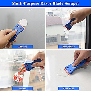 REEVAA Plastic Razor Blade Scraper Tool Plastic Scraper With 20PCS Double Edged Plastic Razor Blades For Car Wrapping Plastic Blade Scraper, Label Decal, Window Adhesive Remover Vinyl Wrap Tool 2PCS