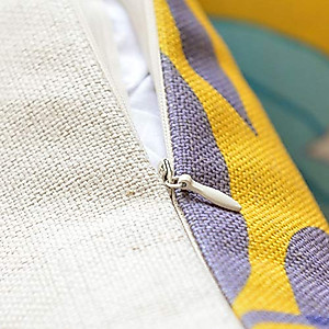 sykting Blue and Yellow Pillow Covers Farmhouse Cotton Linen Outdoor Throw Pillow Covers 18x18 inch Decorative for Couch Sofa Patio Porch Flowers Pattern Pack of 2