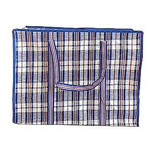 SQXBK 80L Extra Large Storage Bag 70 x 50 x 25cm / 28 x 20 x 10inch Blue Checkered Water Resistant Organizer Bag Moving Bag Carrying Tote with Zipper and Carrying Handle for Clothes Bedding Comforter, Pillow