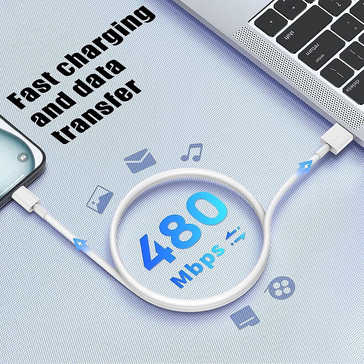 Car Carplay Cable for Apple iPhone 15 15 Pro Max Car Charger,Apple USB A to USB C Cable 3/6ft for Car Charger Adapter,Carplay USB C Cord Fast Charging for iPhone 15,15 Pro,15 Plus,iPad Pro(Black)