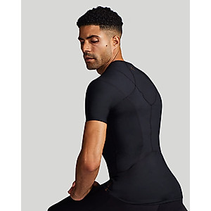 Tommie Copper Shoulder Support Shirt for Men, Posture Corrector Compression Shirts for Men with UPF 50 Sun Protection, Shoulder Compression with Shoulder Support for Men, Black XL