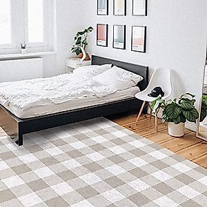 LBDecor 2x3ft Large Area Rugs for Living Room, Beige Brown Plaid Collection Area Runner Rugs Non Slip Bedroom Carpets Hallways Rug, Outdoor Indoor Nursery Rugs Décor, Farmhouse Buffalo Check