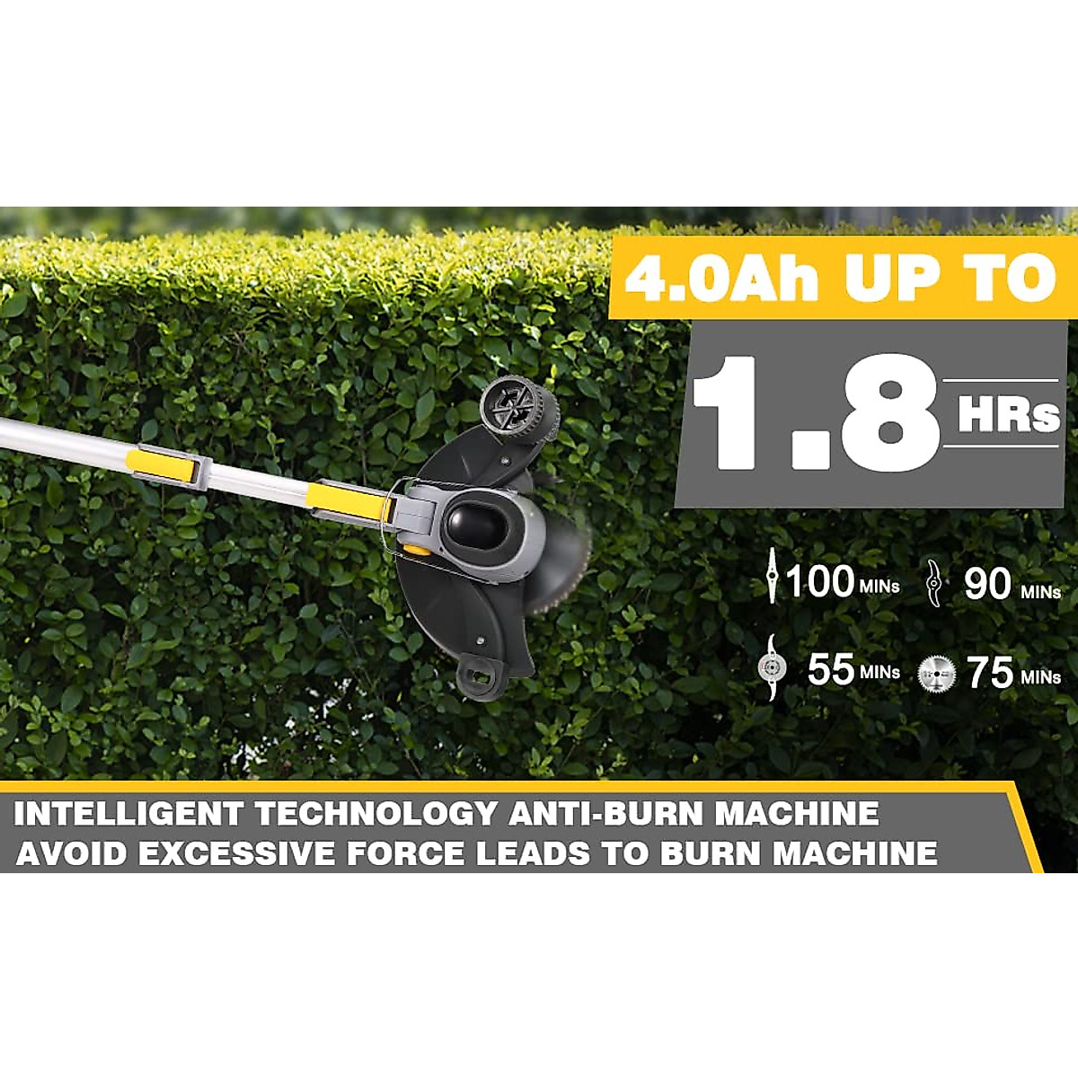 PATIOX Weed Wacker Cordless, Electric Handhold Lawn Mower Rechargeable, One 4.0 Ah Battery Powered Weed Whacker, Grass Trimmer with Blade (One 4.0Ah Battery 1)