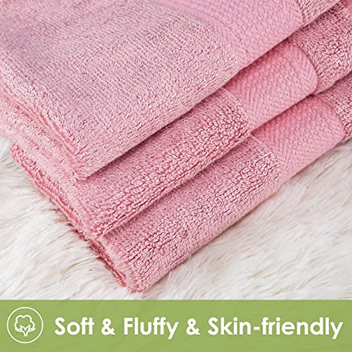 CANFOISON Bamboo Hand Towel for Face and Body, 2 Pack Pink Bathroom Hand Towel Set for Adult Kids Baby Luxury Super Soft Highly Absorbent Bathroom Towels 18" x 30"