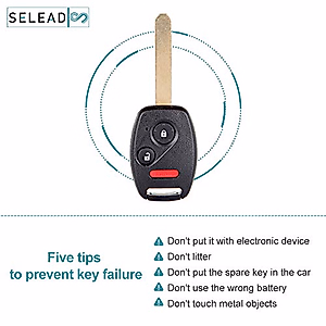 SELEAD 3 Buttons Keyless Entry Remote Control Car Key Fob Clicker Transmitter fit for Honda for Pilot 2005-2008 Antitheft Keyless Entry Systems 35111-S9V-325-2 CWTWB1U545-2 1pc US Stock