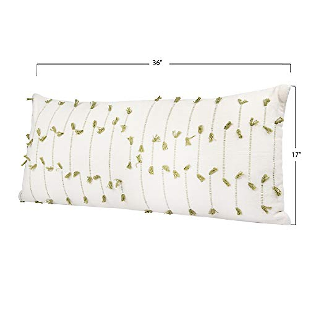 Creative Co-Op Handwoven Cotton Blend Lumbar Pillow with Tassels, Green