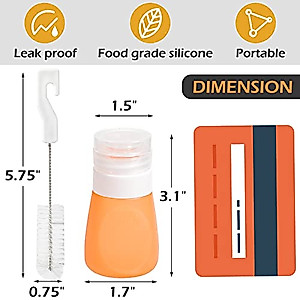 Webake 2oz Salad Dressing Container to Go, 5 Pack Condiment Squeeze Bottles Silicone Sauce Bottles with 2pcs Cleaning Brush, Leak Proof Mini Travel Containers