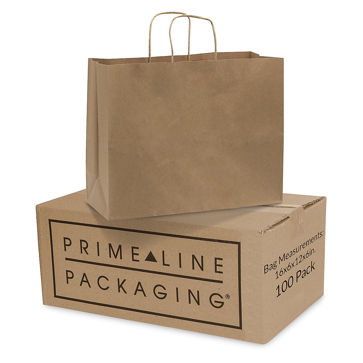 Brown Paper Bags - 16x6x12 Inch 100 Pack Paper Bags with Handles, Large Gift Bag, Shopping Bags for Small Business, Boutique Retail & Merchandise Use, Birthday Party Goodie & Favor Bags, in Bulk