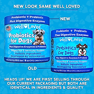 Well Loved Probiotics for Dogs, Dog Probiotics and Digestive Enzymes, Made in USA, Vet Developed, Dog Probiotic Chews with Prebiotics, Diarrhea Treatment, for Itchy Skin, Gut Health & Gas Relief