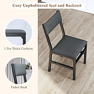 HUAHUU Dining Table Set for 4, Extendable Kitchen Table Cushion Chairs Set of 4, Rectangle Dining Table with Metal Frame & MDF Board, Folding for Small Apartment Saving Space, Black