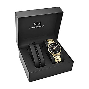 AX ARMANI EXCHANGE Men's Gold-Tone Stainless Steel Watch & Bracelet Gift Set (Model: AX7119)