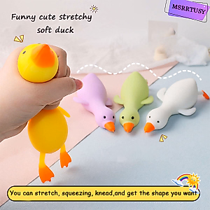 MSRRTUSY 3Pcs Stretchy Duck Squeeze Toys,Squishy Stress Relief Toys for Adults and Kids,Squishy Fidget Toys,Party Favors for Kids,Birthday Gifts,Christmas,Easter Egg,Classroom Prizes