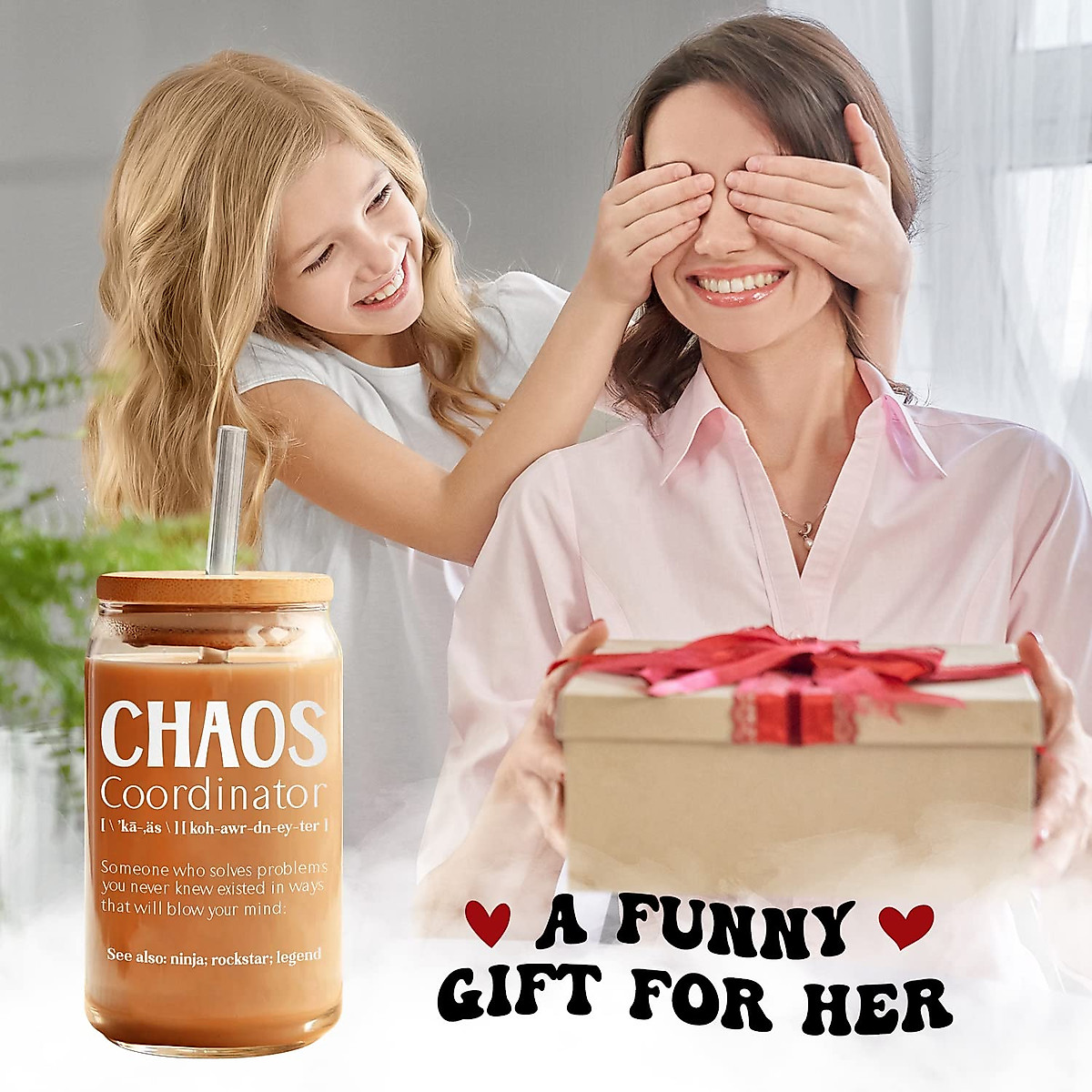 9CLEVER Chaos Coordinator Glass Tumbler - Thank You Gift for Women Manager Office, Appreciation Gifts for Coworkers, Funny Gift for Boss Lady Teacher Nurse Mother 16 Oz Cup