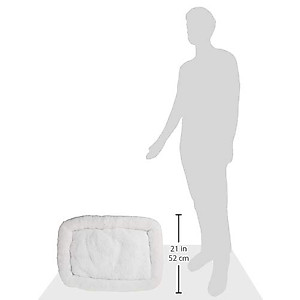 Long Rich HCT ERE-001 Super Soft Sherpa Crate Cushion Dog and Pet Bed, White, By Happycare Textiles, Standard style, 24 x 18 inches