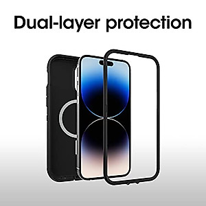 OtterBox iPhone 14 Pro (ONLY) Defender Series XT Case - BLACK , screenless, rugged , snaps to MagSafe, lanyard attachment