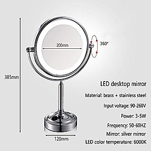 KONGZIR Countertop Vanity Mirrors 7X Magnifying Lighted Vanity Makeup Mirror 8 Inches 360° Rotation Tabletop with A Non-Slip Pedestal Polished Chrome Finish Grooming Mirrors
