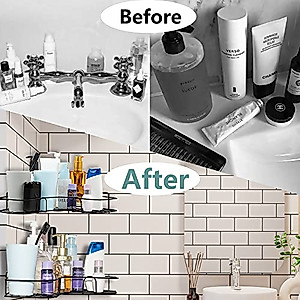 REFFU Corner Shower Caddy, 2 pack Adhesive Shower Organizer No Drilling, Rustproof Stainless-Steel Bathroom Shower Organizer Rack, Shower Storage for 90° Wall