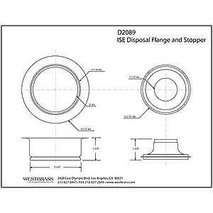 Westbrass D2089-50 3-Bolt mount Waste Disposal Flange & Stopper, Powder Coat White,1-Pack