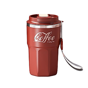 Colawind 13oz Travel Mug, Reusable Coffee Cups with Flip Top Lids, Stainless Steel Coffee Tumbler with Rope, 400ml Drink Cup for Iced Tea, Coffee, Water