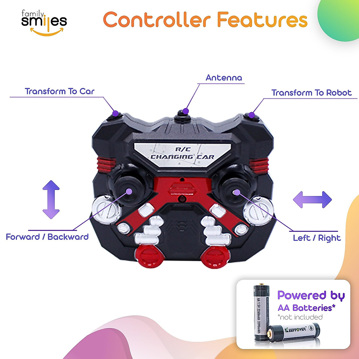 Family Smiles Kids Transforming Robot RC Truck Toys for Boys 8-13 Remote Control Car Gift Blue
