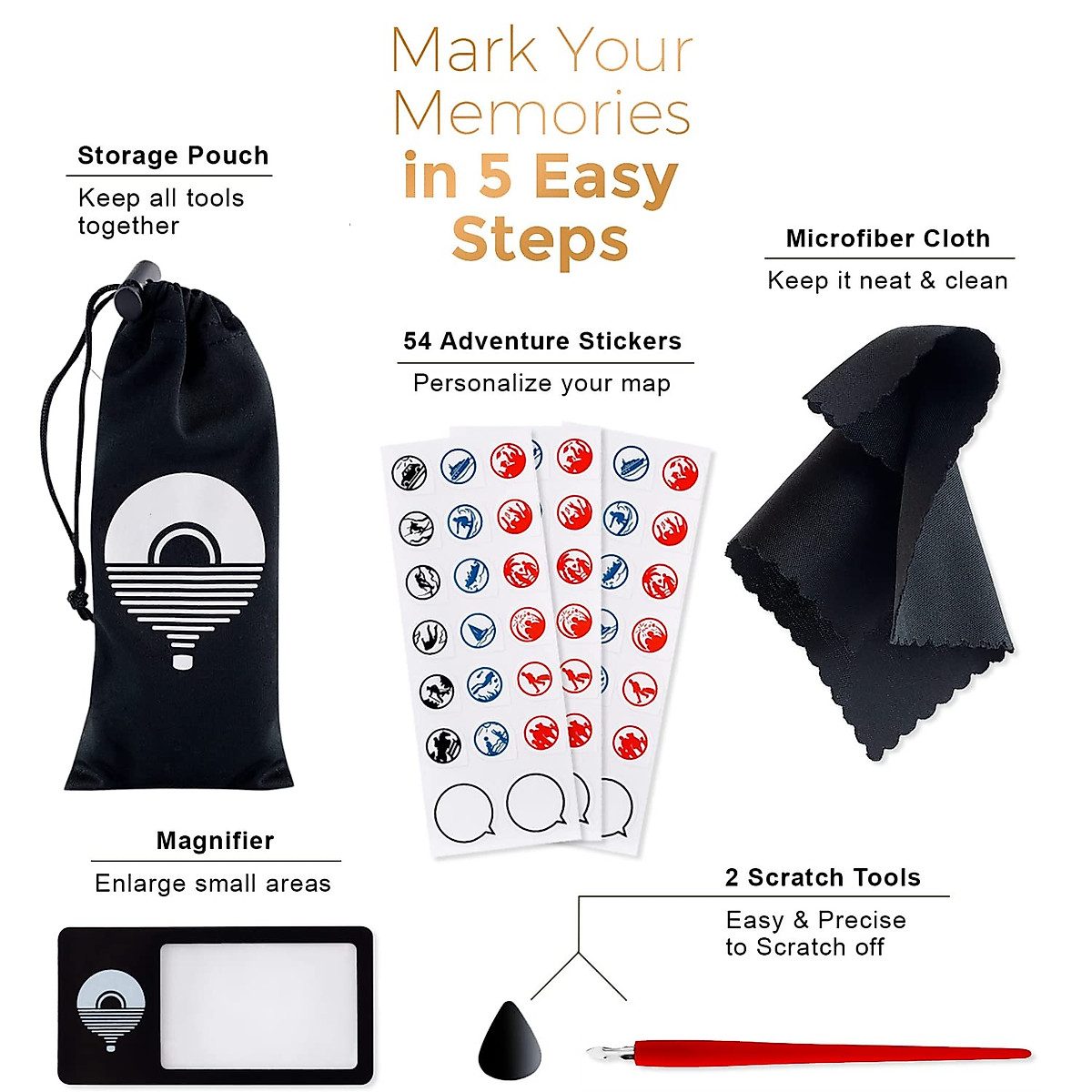 TRIPA TRIPS White Scratch off Map of United States & All 63 US National Parks Poster - Easy-to-Scratch 50 Landmarks & Flags - 24x17 Large Scratch off USA Map + Travel Map Kit - Gift for Travelers