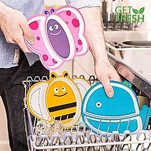 GET FRESH Bamboo Kids Divided Plates – 1pc Cute Bee Bamboo Toddler Divided Plate with 3 Compartments – Reusable Animal Sectioned Bamboo Fibre Childrens Plates – Dishwasher Safe Bamboo Kids Dinnerware