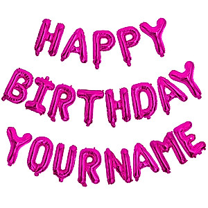 Personalized Name Happy Birthday Banner - Happy Birthday Balloon Letters Balloons 2 Sets A- Z 16'' Mylar Foil Birthday Party Decorations for Kids, Women, Men, Black