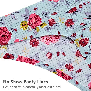 Seamless Women Underwear Thongs Multipack,No Show Ladies Thong,Invisible No Line Breathable Comfortable Panties Undies,Womens No Seam Soft Wide Gusset Tanga,Floral Microfiber Legging Underpants,5-Pack