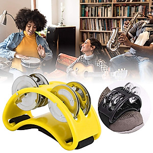 Foot Tambourine with Double Row for Cajon Box Drum Companion Accessory(Yellow)