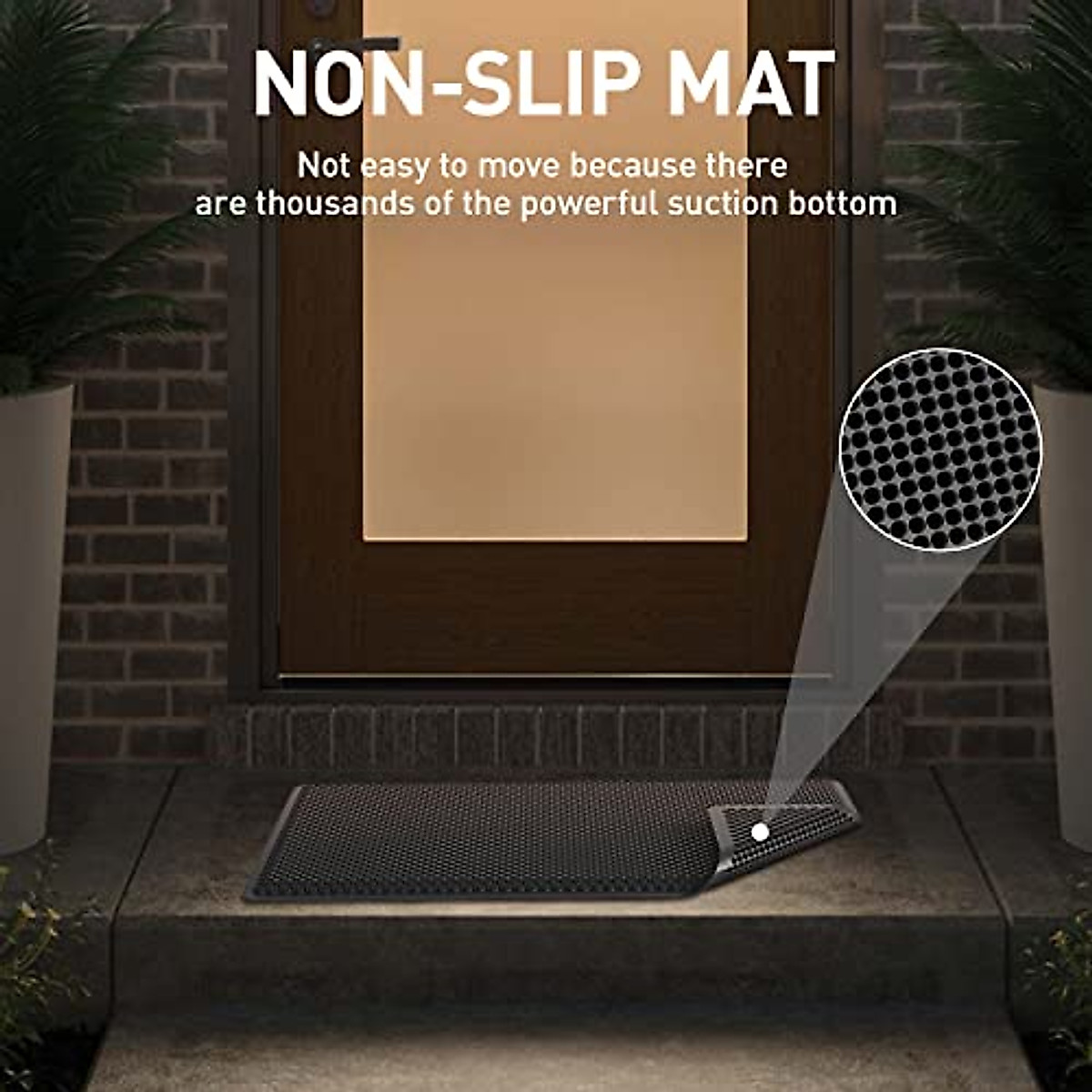 ESTHELLO Door Mat, Silicone Front Door Welcome Doormat, Non Slip Rugs for Indoor Outdoor, Machine Washable Low Profile Entrance Mat, Black Quick Dry Floor Mat Rugs for Kitchen Bedroom Restroom