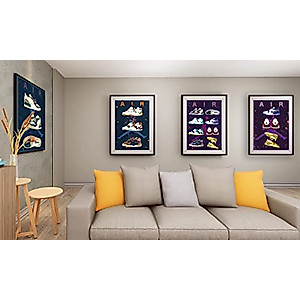 Sneaker Air Jordan Wall Art Poster Prints Set of 4 No1, Shoes Poster Art Sports, Themed Wall Art For Basketball fans Boys Room, Shoes Collection Aesthetic Cool Poster for Teen Boys Guys Men Room Dorm Bedroom Wall Decor Size 11.7x16.5 inch UNFRAMED (Sneake