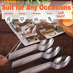 Liacere 360 Pieces Clear Plastic Spoons - Heavyweight Disposable Spoons-6.7inch Heavy Duty clear Cutlery - Plastic Utensils - Perfect for Parties and Restaurants
