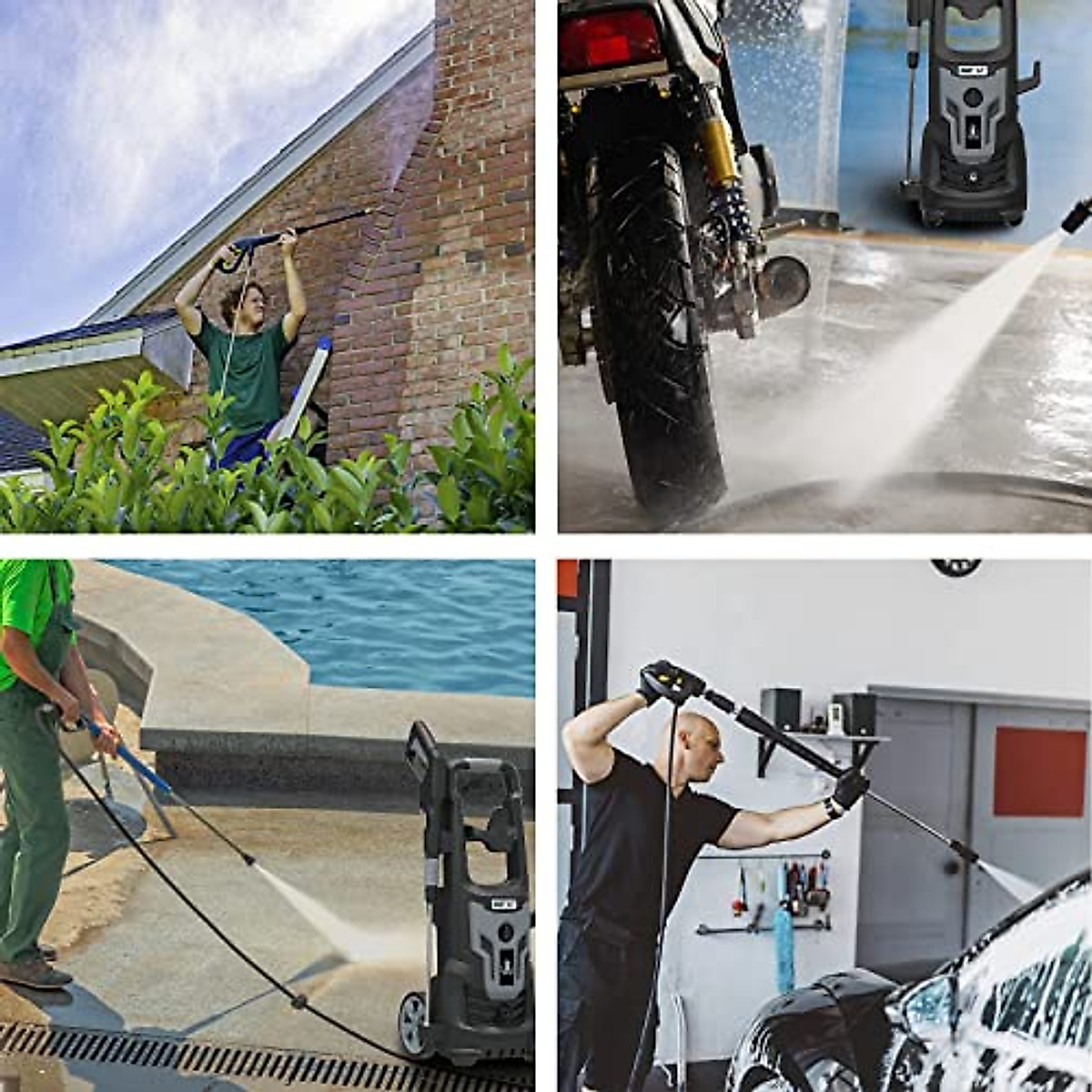 Electric Pressure Washer - 1700W High Pressure Power Wash Machine with Detergent Tank and Adjustable Nozzles for Home Use Cars/Garden/Patios/Driveways Cleaning (2000PSI)，CETL Listed