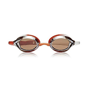 Speedo unisex adult Swim Vanquisher Extended View Goggles, Mirrored White Orange/Smoke/Grey, One Size US