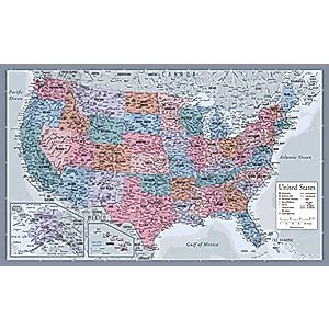 USA Map Poster - United States Map Chart [Purple] (Laminated, 18" x 29")