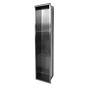 Agua Canada Shower Niche 8 ”x 36” Single Shelf Organizer Best Modern in Wall Bathroom Accessory for Shower or Tub Storage Nook Insert Holds Soap Bottles Toiletries NATALIA (Stainless steel)