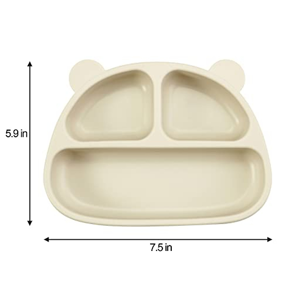 PandaEar 2 Pack Silicone Baby Suction Plates with 2 Spoons for Self Feeding, 100% Silicone Kids Toddler Suction Plates, Divided Baby Plate Set, Microwave & Dishwasher Safe, BPA Free