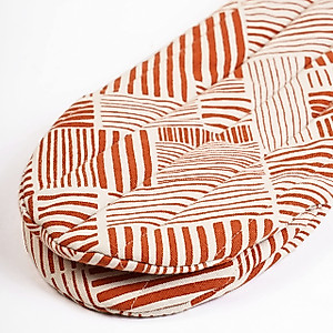 VLiving Modern Retro Terracotta Cotton Quilted Oven Mitt and Pot Holder, Stripe Print Glove, Size 8"X13"