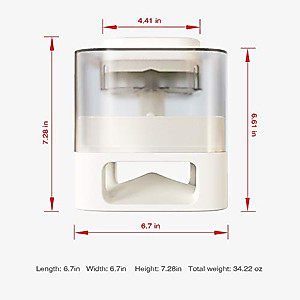 Pet Instant Non-Electric Automatic Dog Fun Food Catapult Dispenser, Square Transparent Visible Granary Slow Feeder for Pets, with Anti-Slip Rubber Pad for Cats Dogs Toys White
