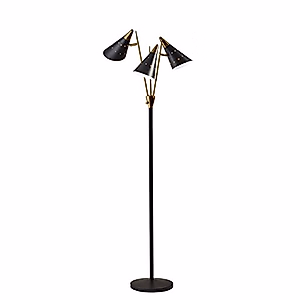 Adesso 3249-01 Floor-Lamps, Black/Antique Brass