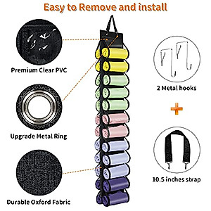 Clothes Storage Bag Hanger - Hold 24 Compartments Hanging Clothes Storage, Hanger Foldable Leggings Wardrobe Clothes Portable Closets Roll Holder for Tshirts Jeans Yoga Leggings Pants Towels (Black)