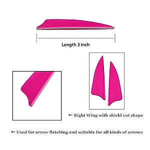 M.SJUMPPER ARCHERY Arrows 3 Inch Real Feathers Fletching with Shield Cut for DIY Hunting Shooting Shafts (36 Pack) (Pink)