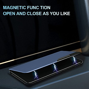 CCasualL for Oppo Reno2 Z Phone Case, Slim Design Clear View Luxury Side Protective Magnetic Closure w/Kickstand Compatible Flip Cover Oppo Reno2 Z-Blue