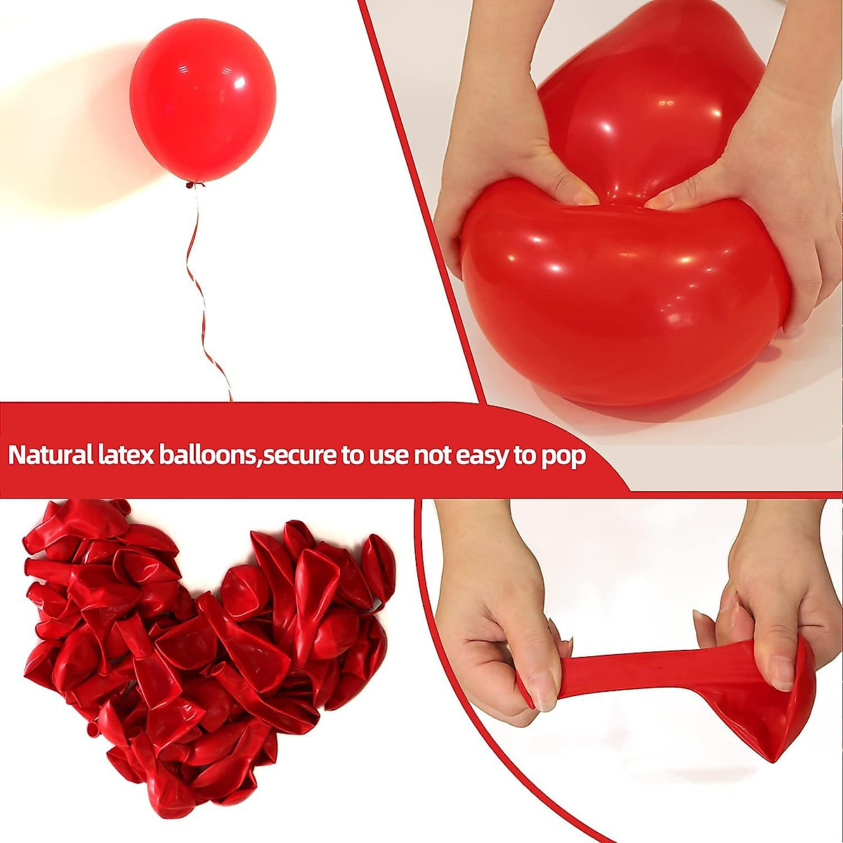 FOTIOMRG 100 Pack Red Balloons 12 inch, Red Latex Balloons for Valentines Day Birthday Wedding Party Decorations (with Red Ribbon)